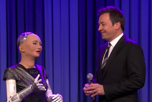 WATCH: Jimmy Fallon sings 'Say Something' with Sophia the robot