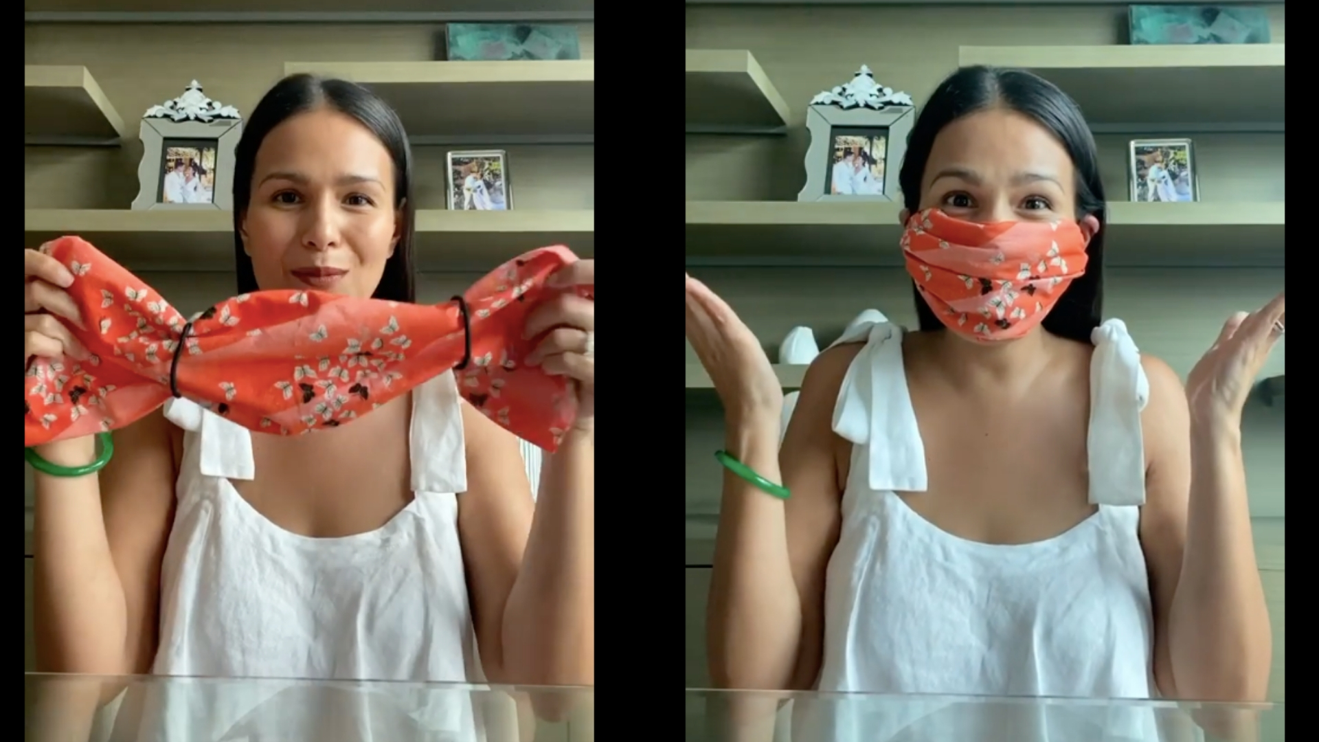 Iza Calzado makes improvised face mask | Inquirer Entertainment
