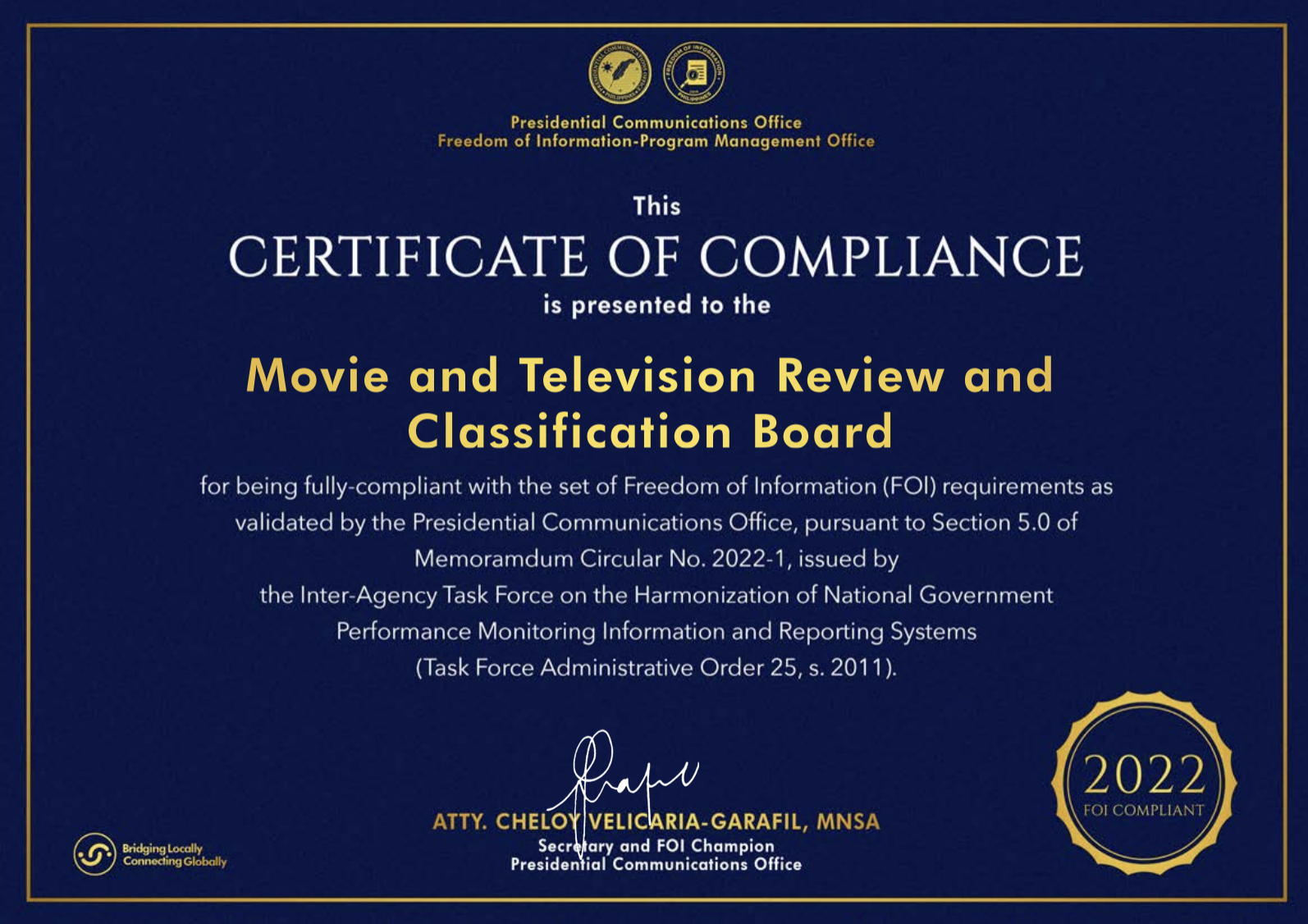 MTRCB awarded with FOI Certificate of Compliance | Inquirer Entertainment