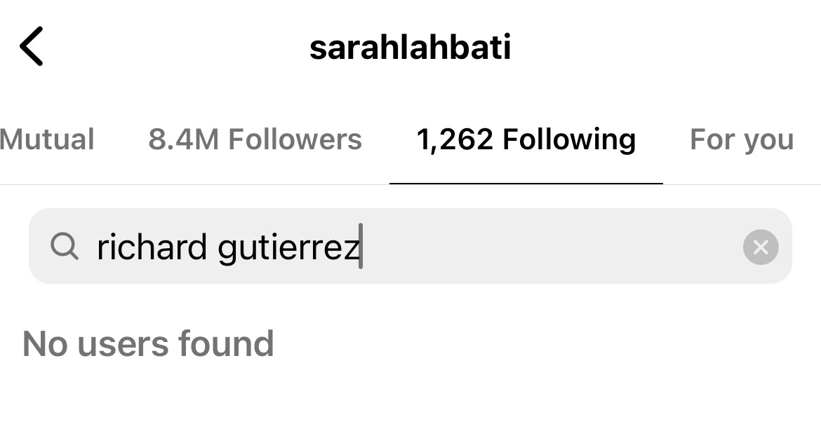 Sarah Lahbati no longer follows Richard Gutierrez on Instagram