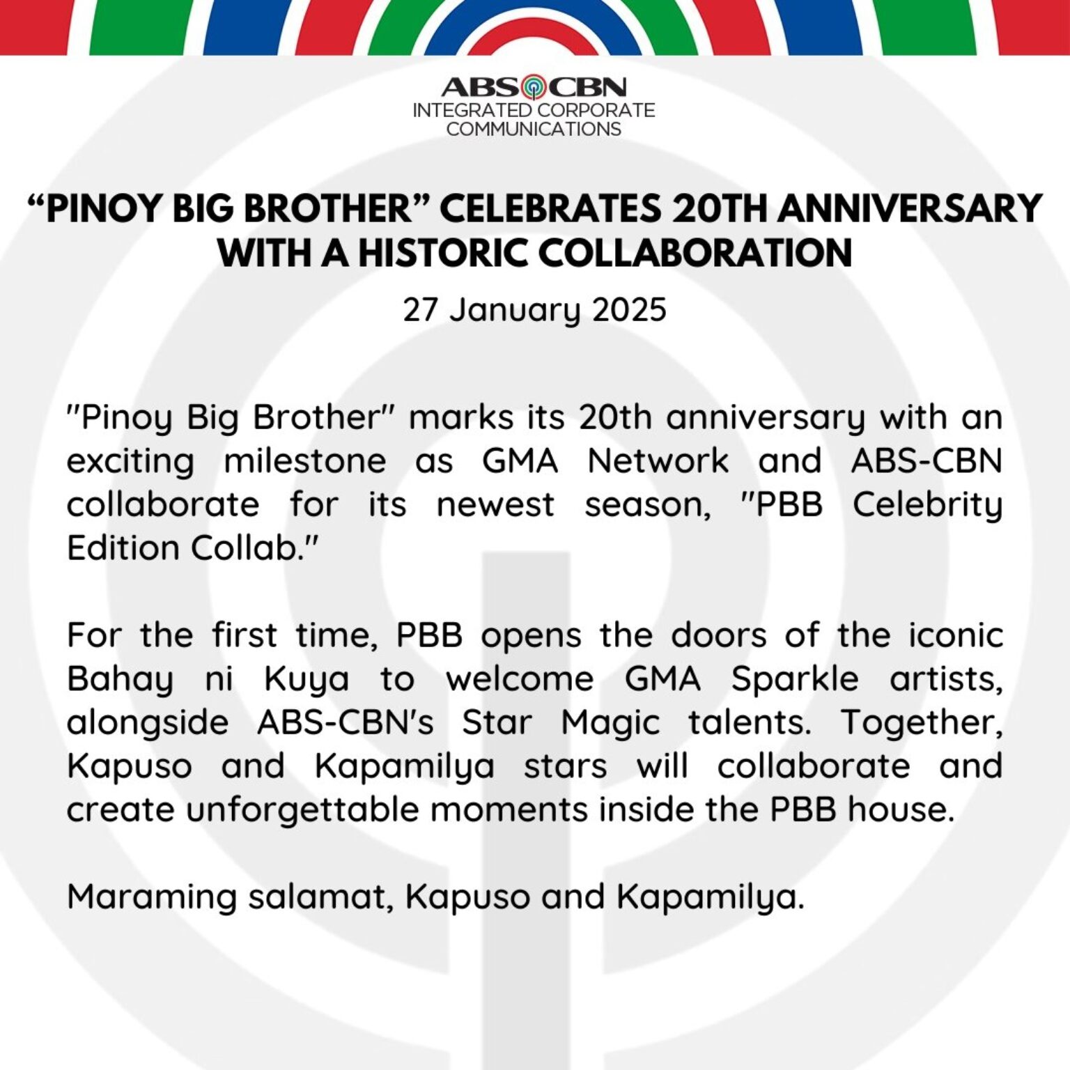 GMA, ABS-CBN collab for ‘Pinoy Big Brother: Celebrity Edition’