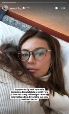 Sam Pinto, family still in Japan as husband recovers from dengue