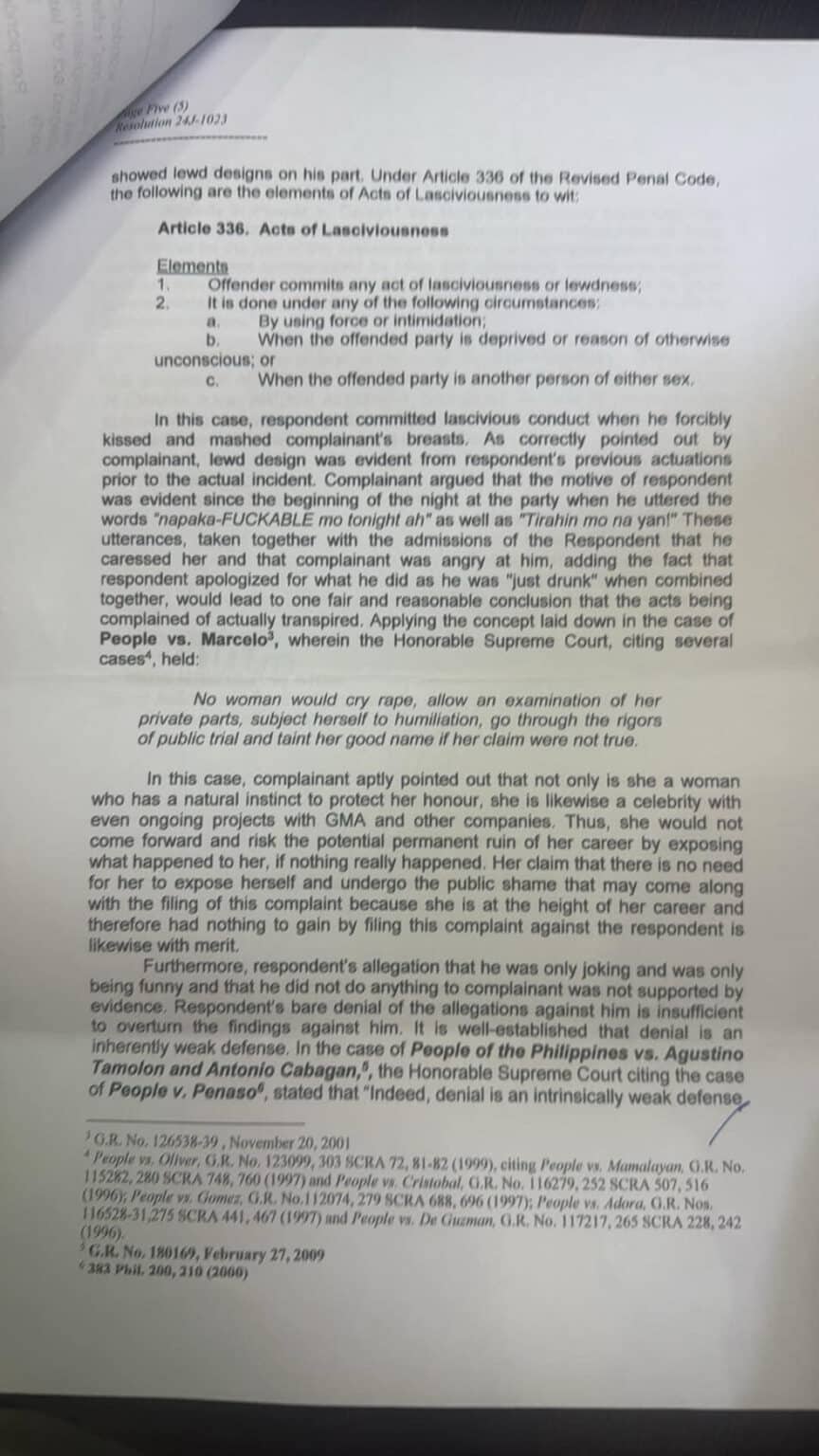 Archie Alemania indicted for lasciviousness filed by Rita Daniela