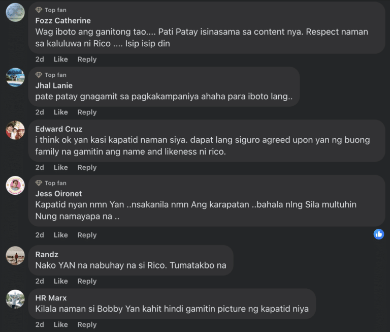 Bobby Yan slammed for using Rico Yan’s face in campaign