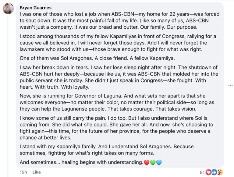 Ging Reyes dismayed by Sol Aragones support for Marcoleta