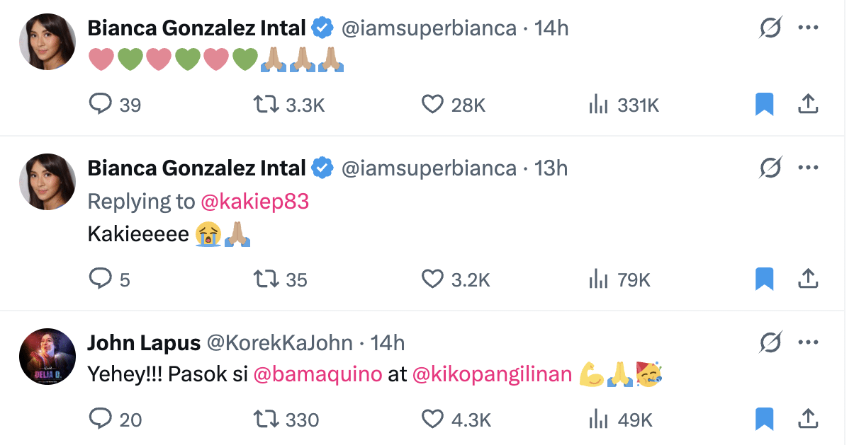 Celebrities on Bam Aquino, Kiko Pangilinan in Senate Magic 12