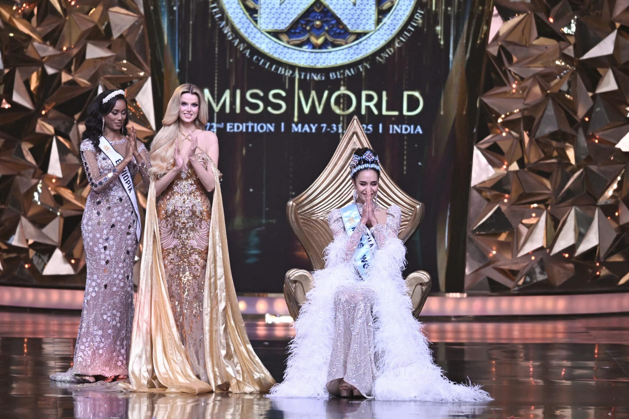 Suchata Chuangsri of Thailand crowned Miss World 2025 in India