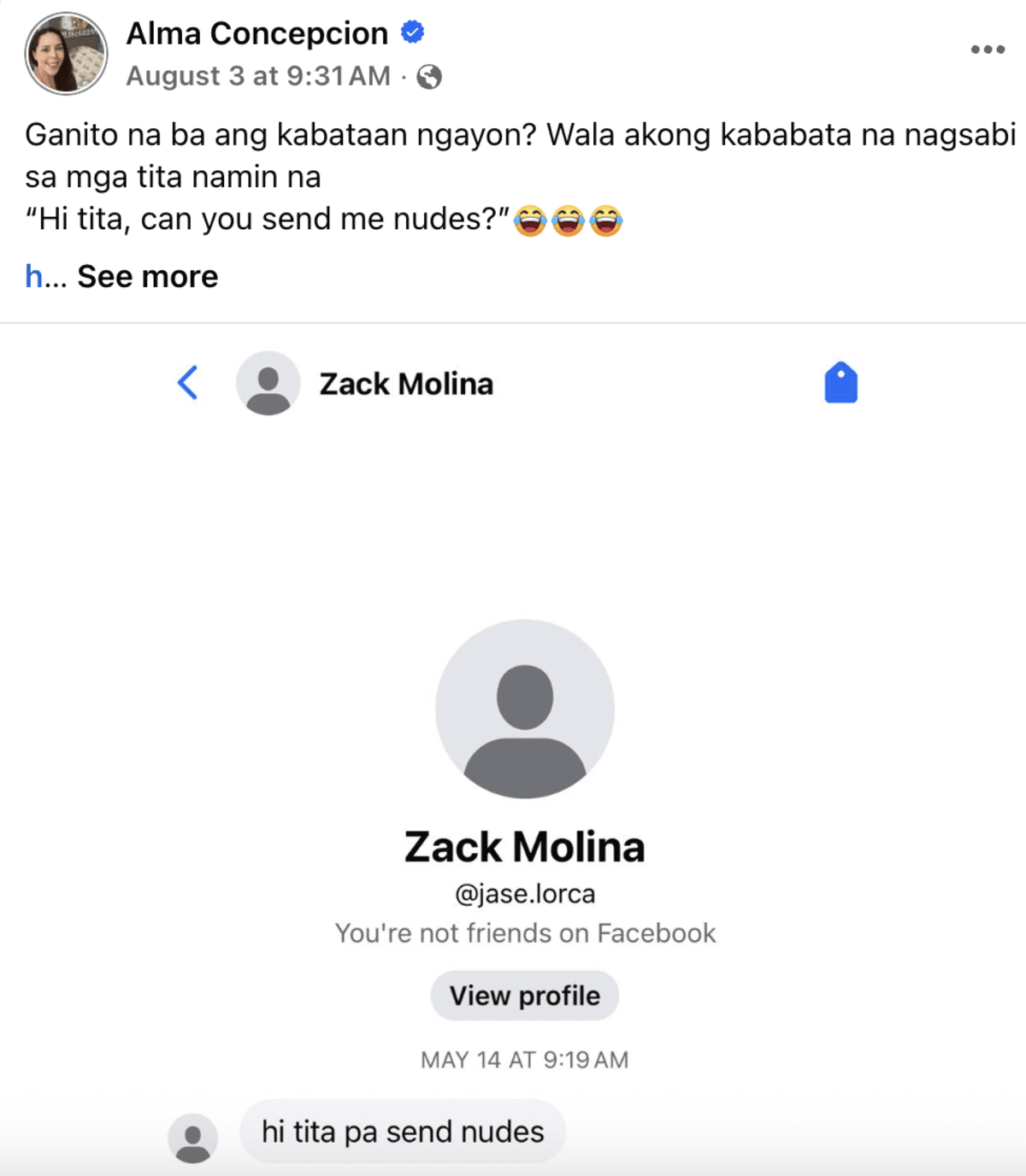 Alma Concepcion shocked after netizen asked for her nude photos