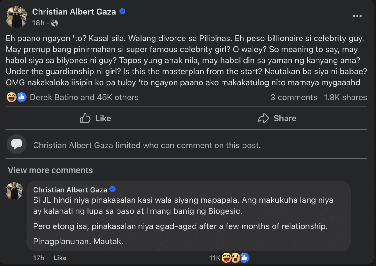 Derek Ramsay claps back at Xian Gaza's blind item