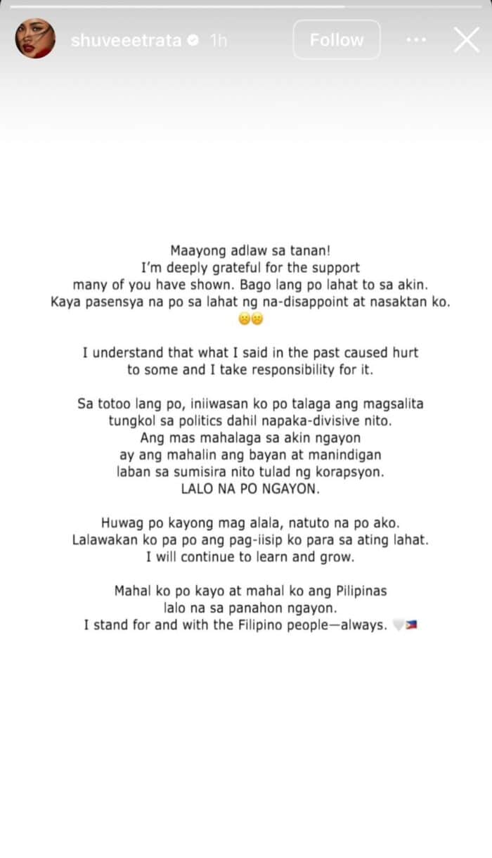 Shuvee Etrata apologizes after resurfaced video on Duterte